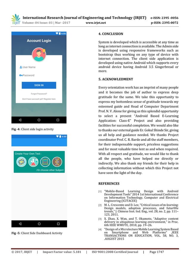Android Based E-Learning Application Class-E | PDF