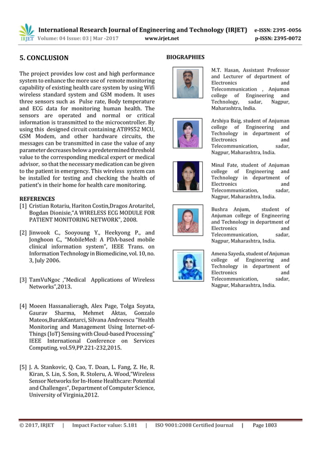 Wireless System for Monitoring Human Health using GSM | PDF