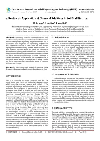 A Review on Application of Chemical Additives in Soil Stabilization | PDF