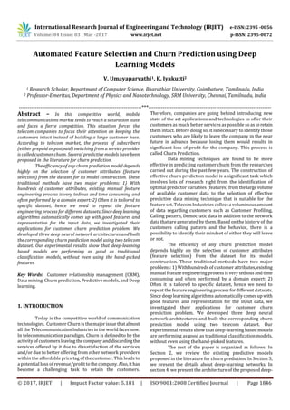 Automated Feature Selection and Churn Prediction using Deep Learning Models | PDF ...