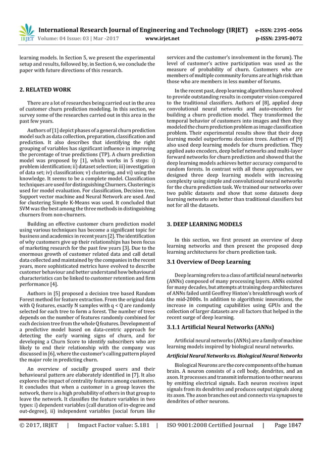 Automated Feature Selection And Churn Prediction Using Deep Learning Models Pdf