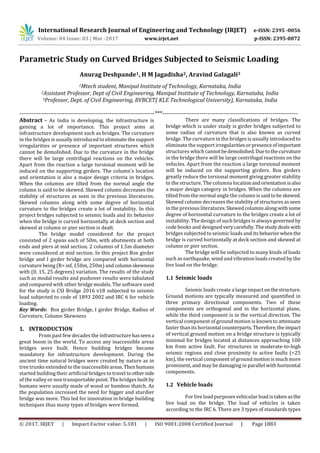Parametric Study on Curved Bridges Subjected to Seismic Loading | PDF