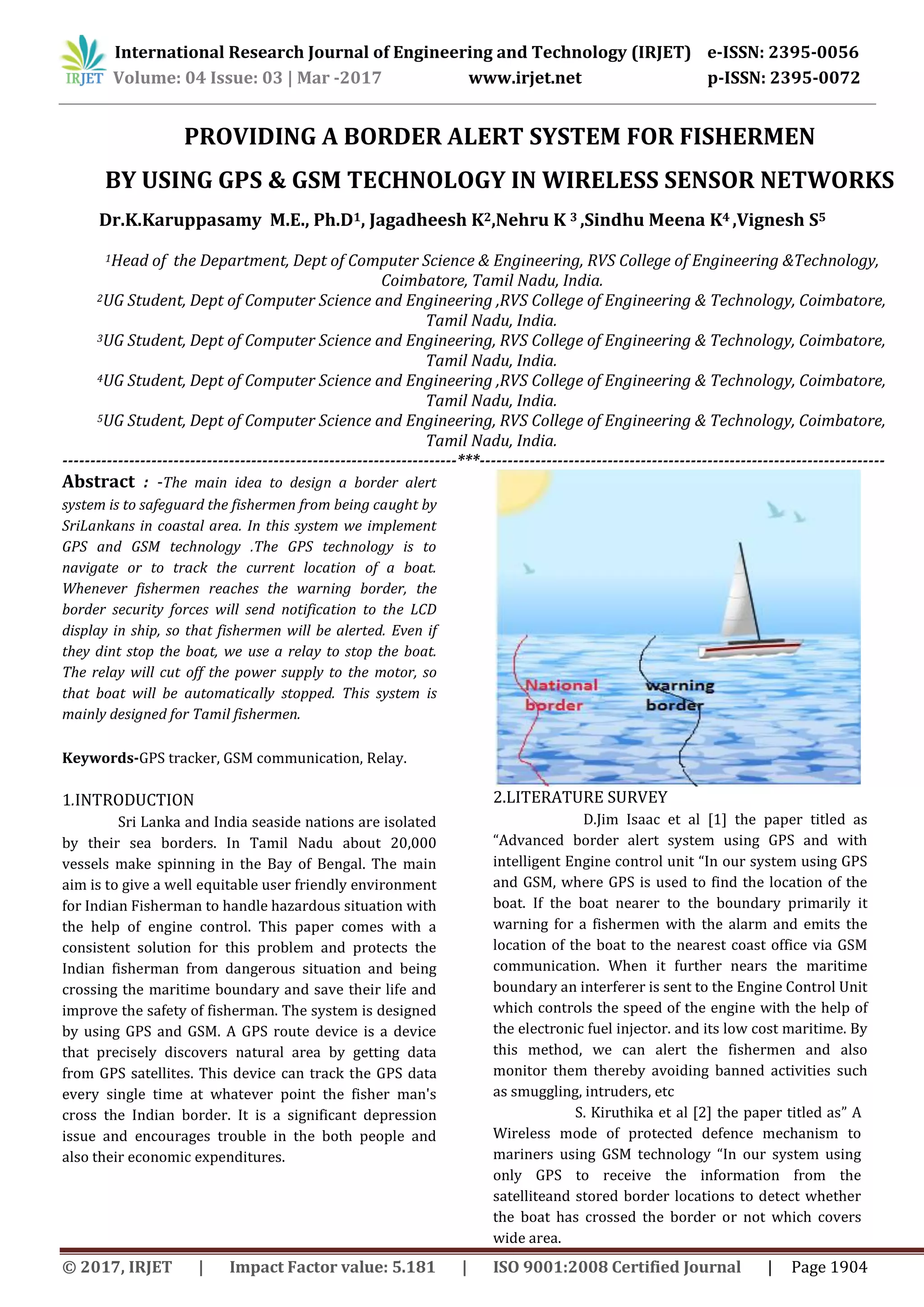 Providing A Border Alert System Ffor Fishermen by using GPS & GSM ...