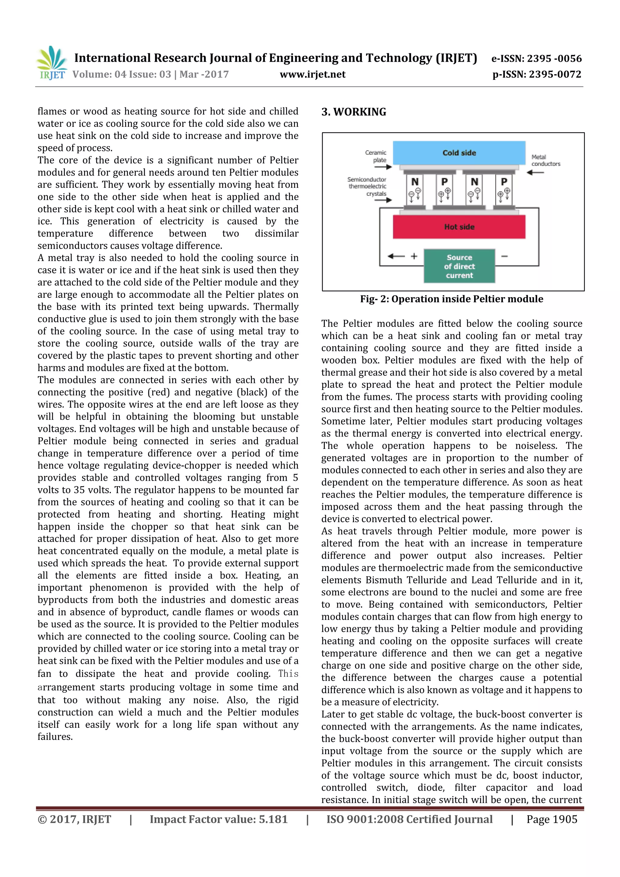 Energy Generation from Peltier Module by Utilizing Heat | PDF