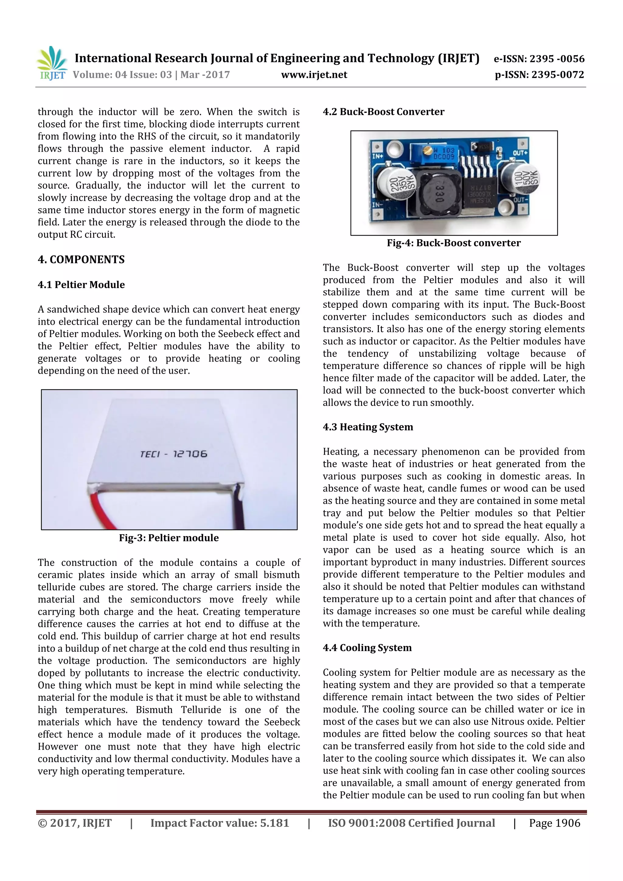 Energy Generation from Peltier Module by Utilizing Heat | PDF