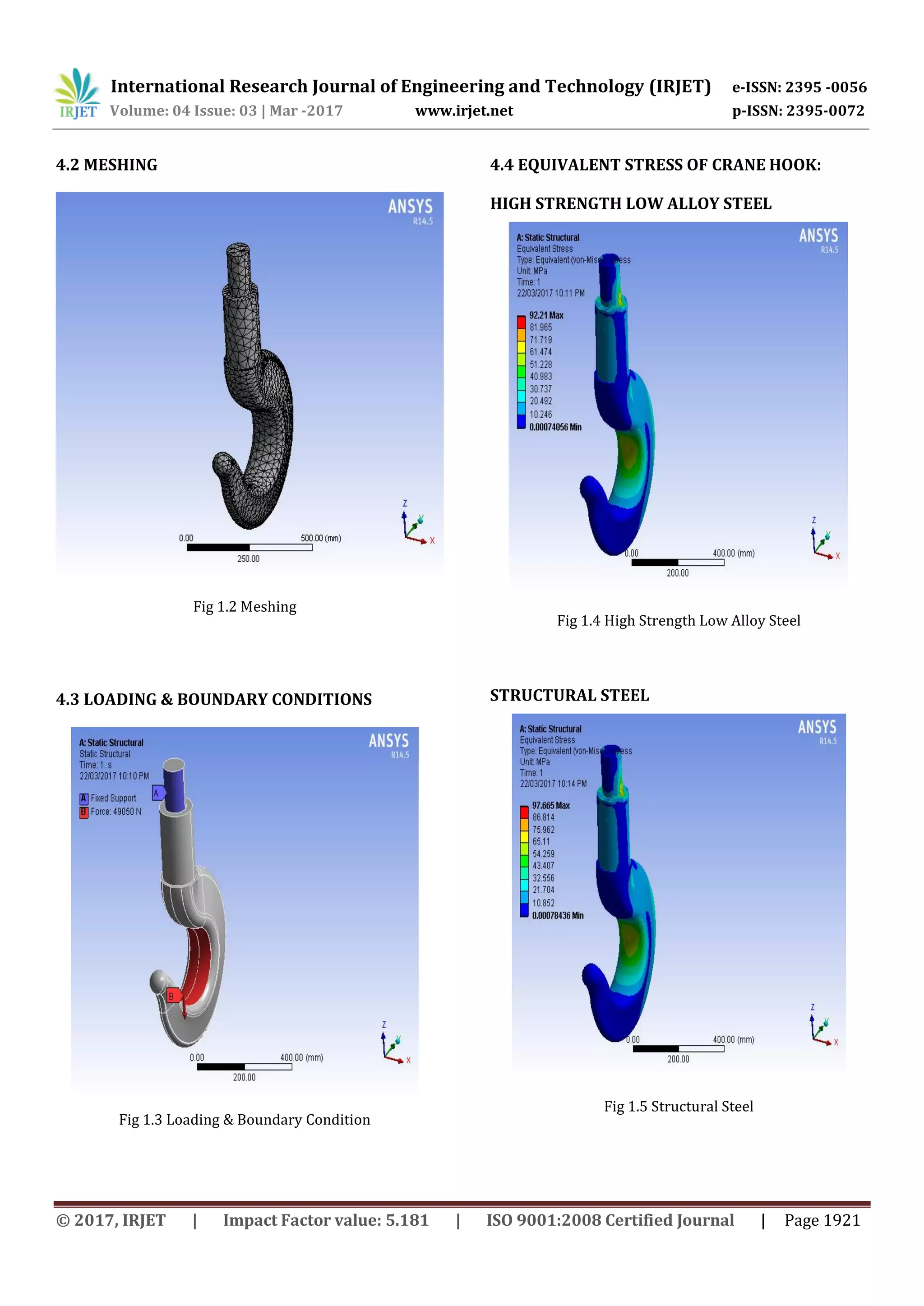 Design and Analysis of Crane Hook with Different Materials | PDF