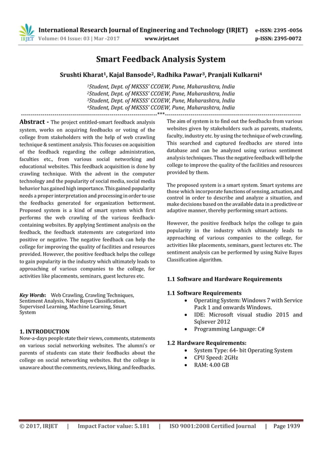 Smart Feedback Analysis System | PDF