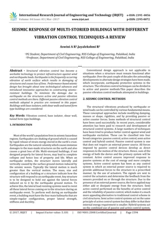 Seismic Response of Multi-Storied Buildings with Different Vibration Control Techniques-A Review ...