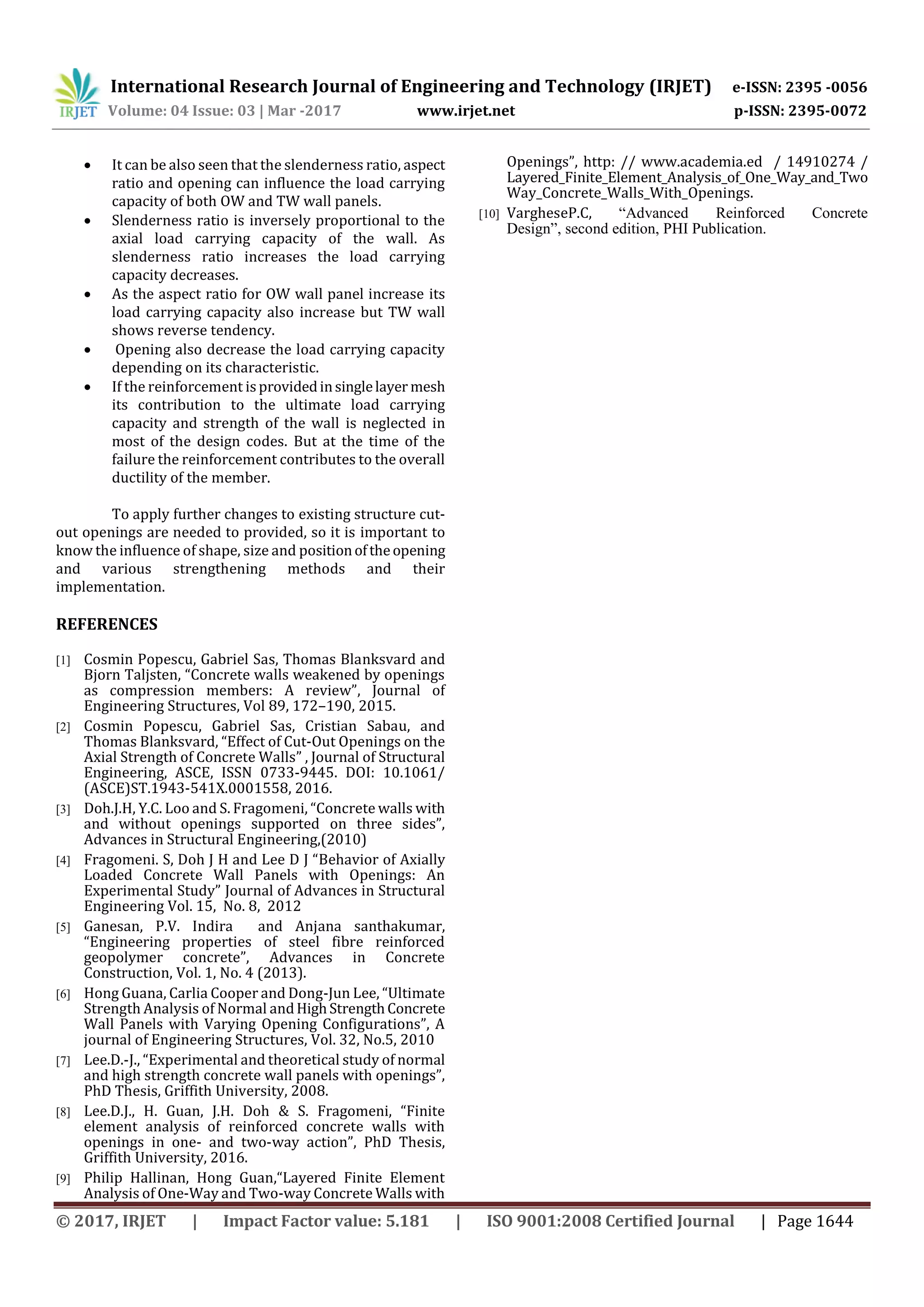 Review On Concrete Structural Wall With Openings | PDF