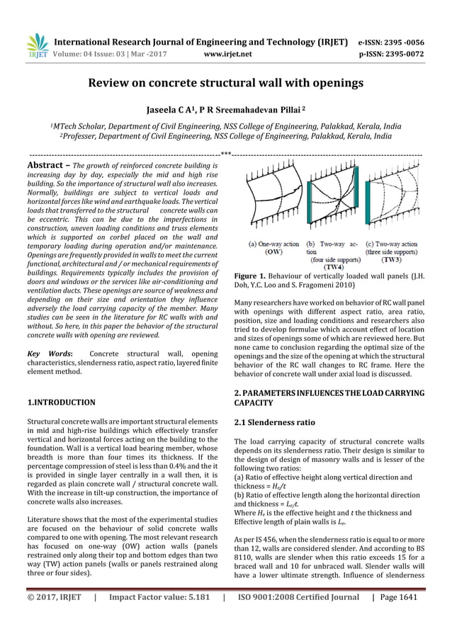 Review On Concrete Structural Wall With Openings | PDF