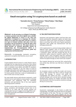 Email Encryption using Tri-Cryptosystem Based on Android | PDF