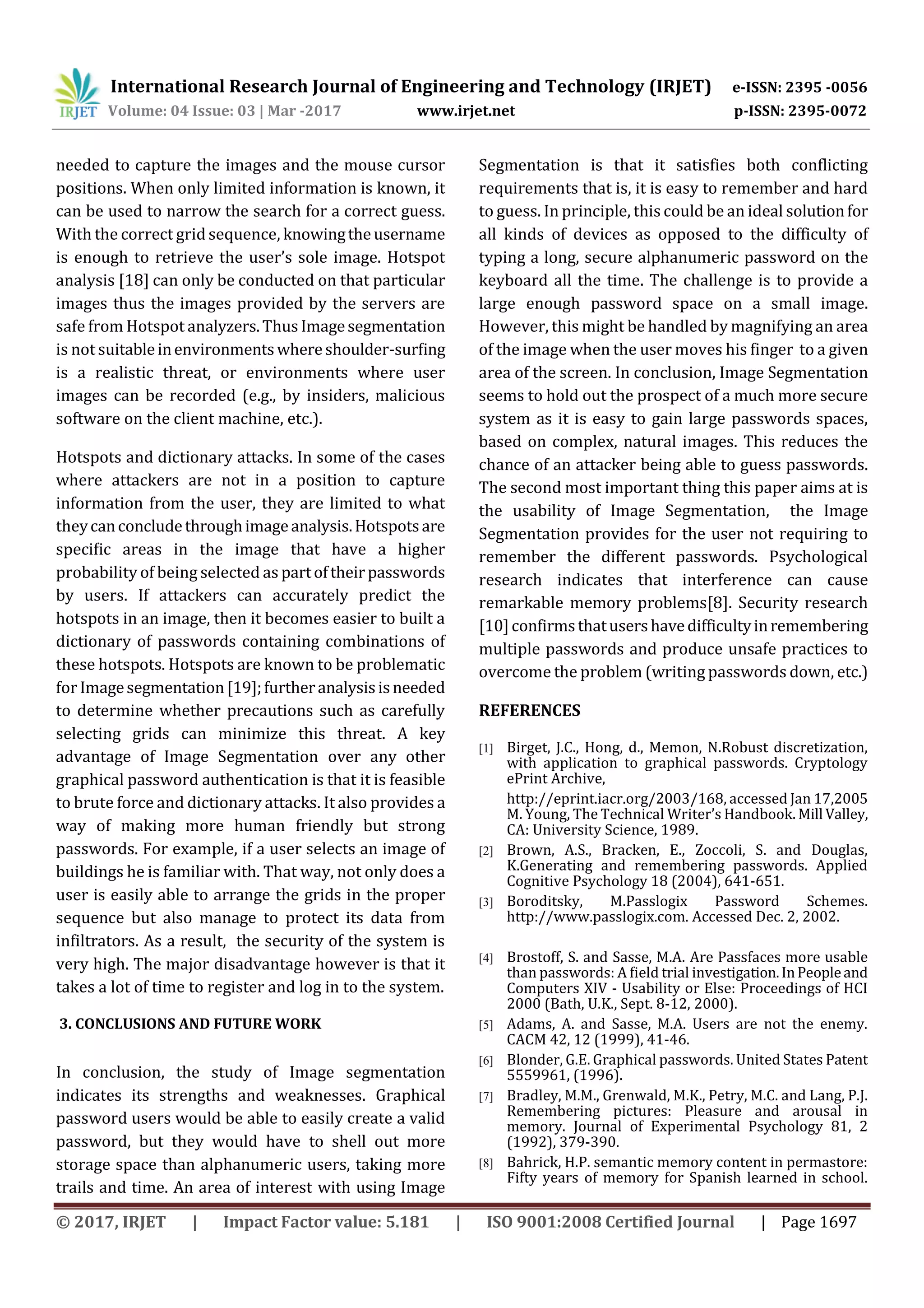 Graphical Password Authentication Using Image Segmentation Pdf