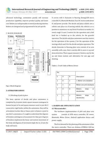 Pick and Place Robotic Arm using Android Device | PDF