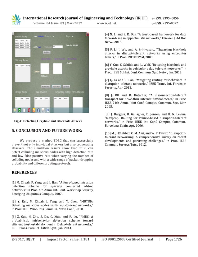 Detecting Misbehavior Nodes Using Secured Delay Tolerant Network Pdf