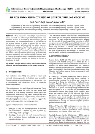 Design and Manufacturing of Jigs for Drilling Machine | PDF