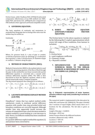 Comparison of MOC and Lax FDE for simulating transients in Pipe Flows | PDF | Physics | Science