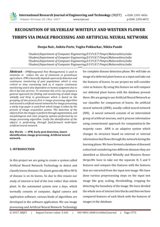 Recognition of Silverleaf Whitefly and Western Flower Thrips Via Image Processing and Artificial ...