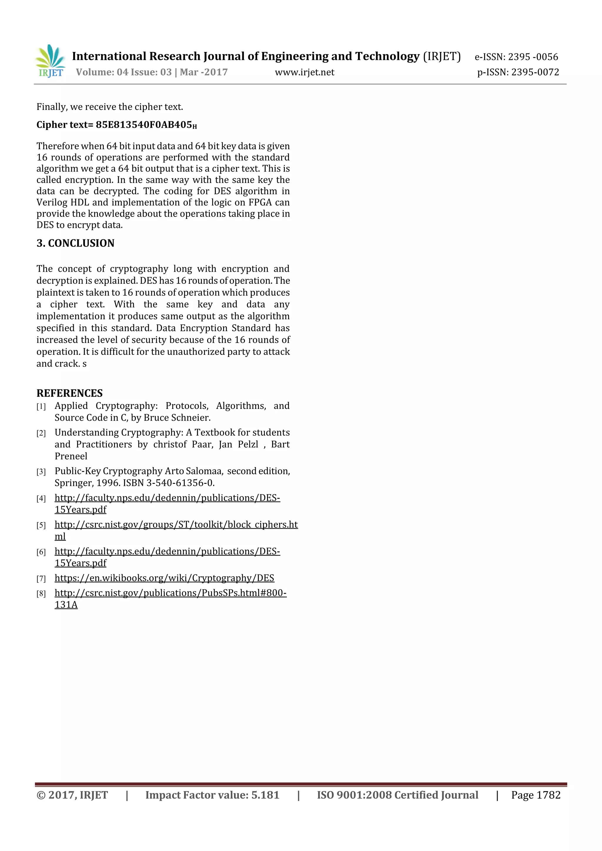 DES- Data Encryption Standard | PDF