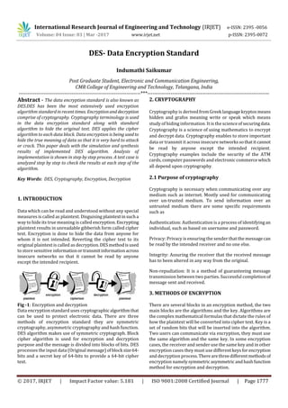 DES- Data Encryption Standard | PDF