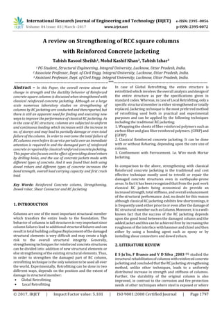 A Review On Strengthening Of RCC Square Columns with Reinforced Concrete Jacketing | PDF