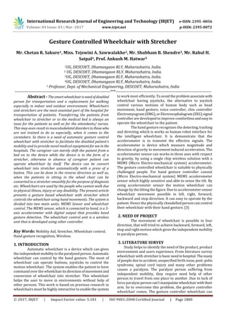 Gesture Controlled Wheelchair With Stretcher | PDF