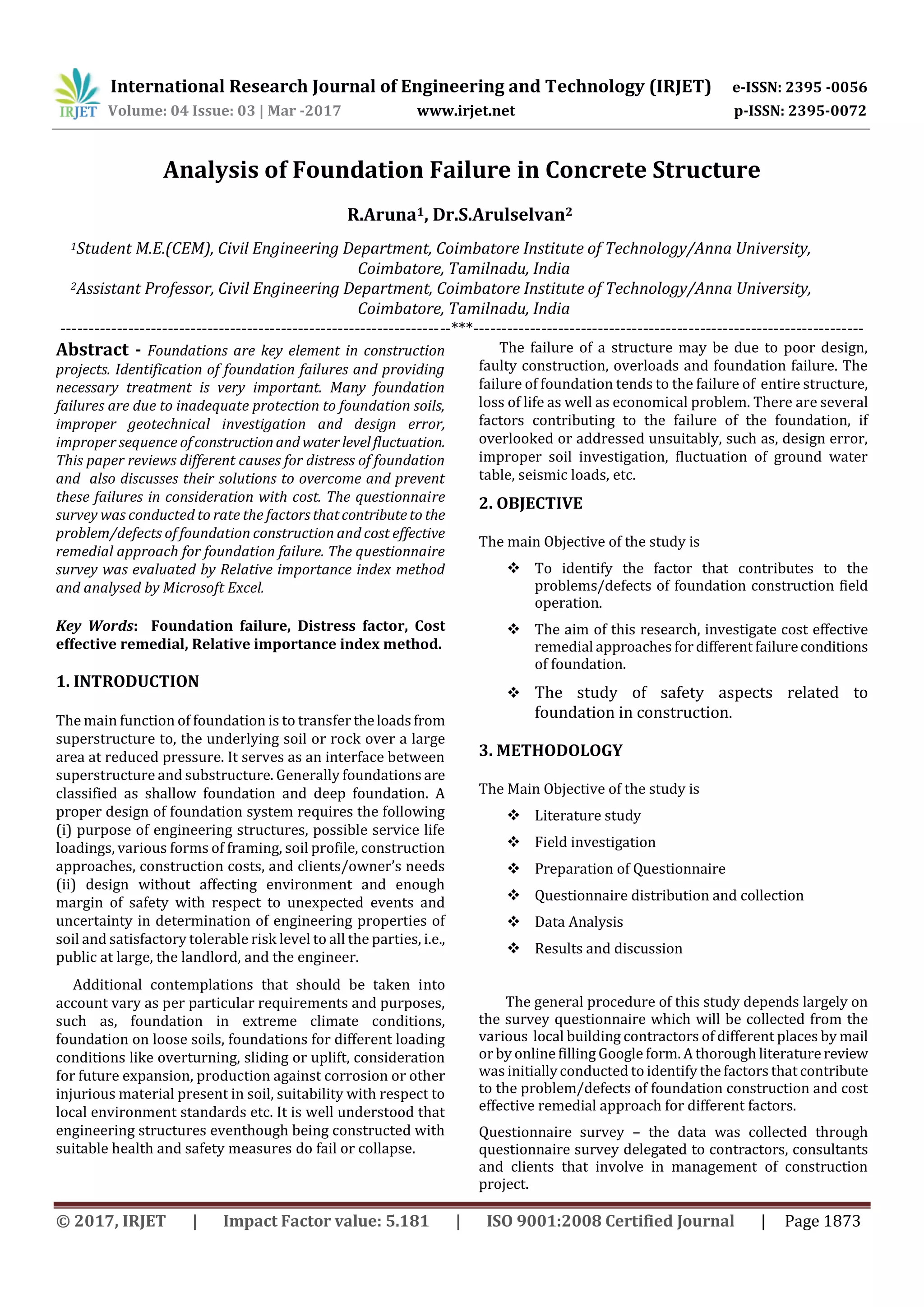 Analysis of Foundation Failure in Concrete Structure | PDF