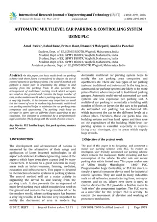 Automatic Multilevel Car Parking & Controlling System using PLC | PDF