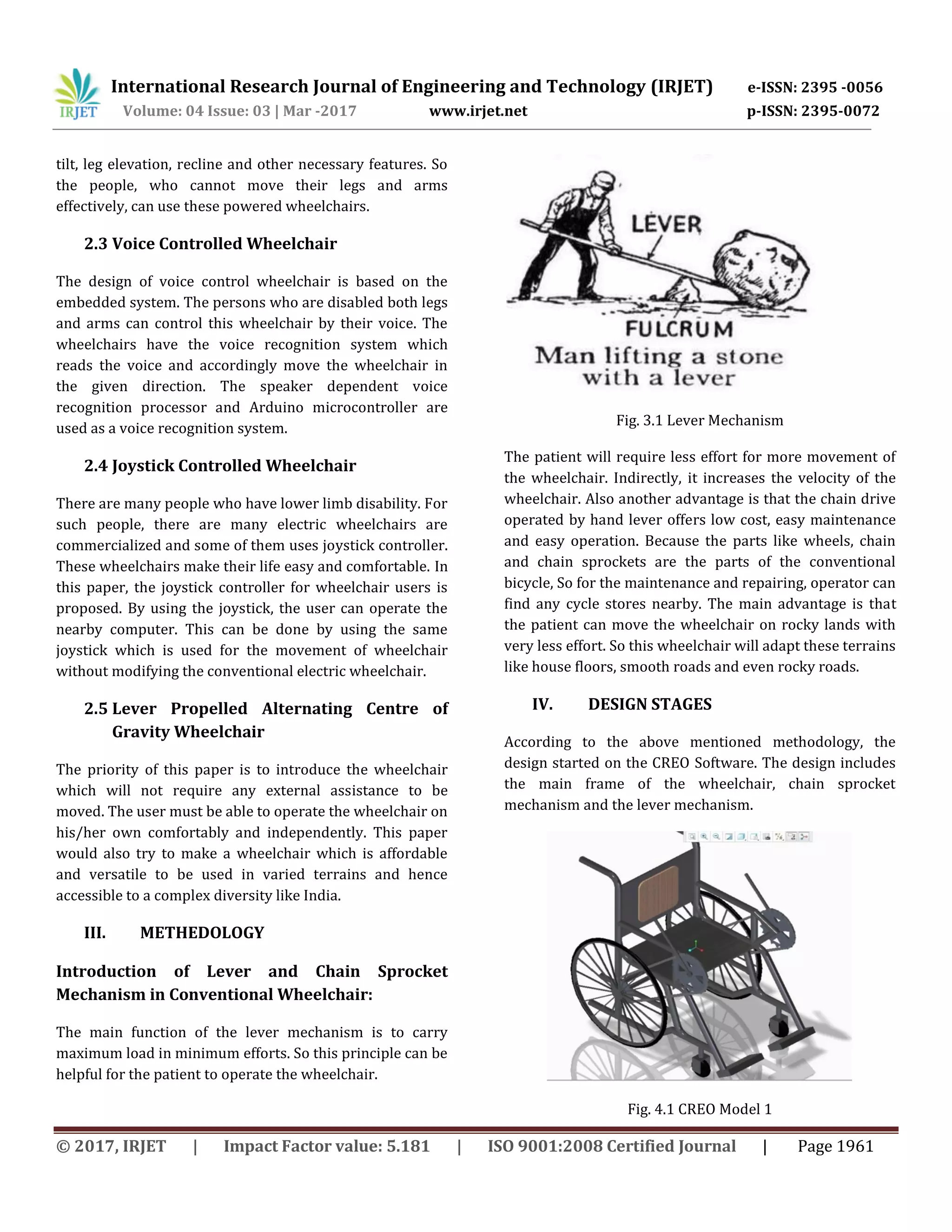 Design and Fabrication of Lever Propelled Wheelchair | PDF