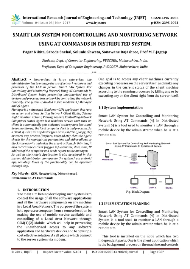 Smart Lan System for Controlling and Monitoring Network Using at Commands in Distributed System ...