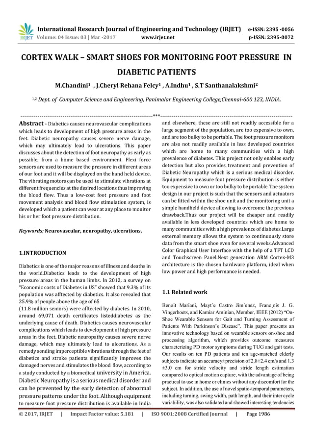 Cortex Walk – Smart Shoes for Monitoring Foot Pressure in Diabetic Patients | PDF | Foot Health ...
