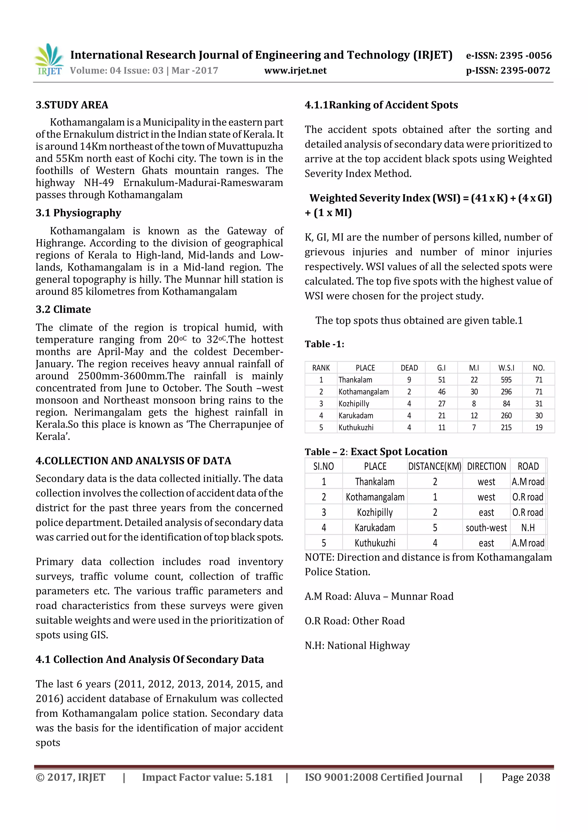 Identification of Blackspots and Accident Analysis using GIS | PDF