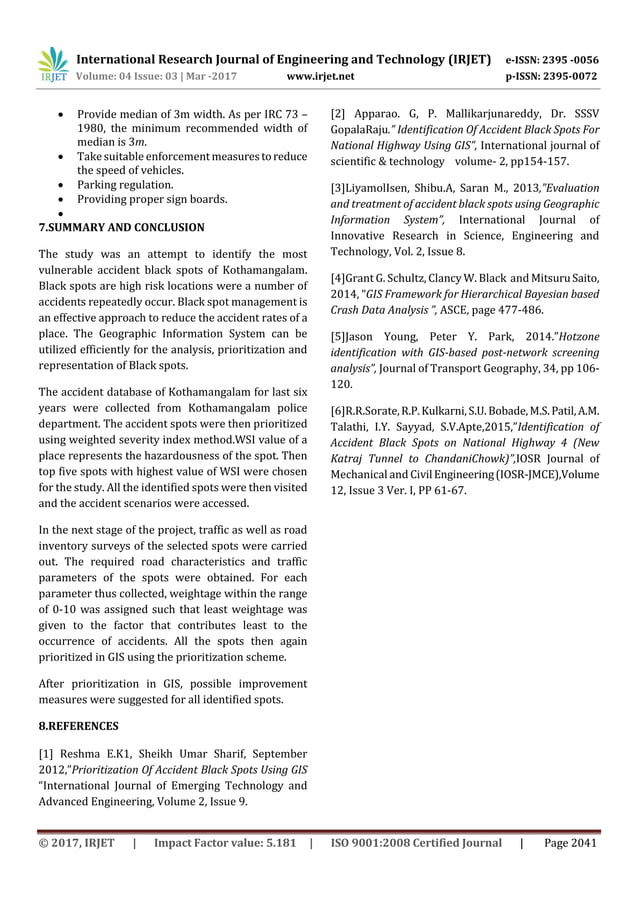 Identification of Blackspots and Accident Analysis using GIS | PDF | Geography | Science