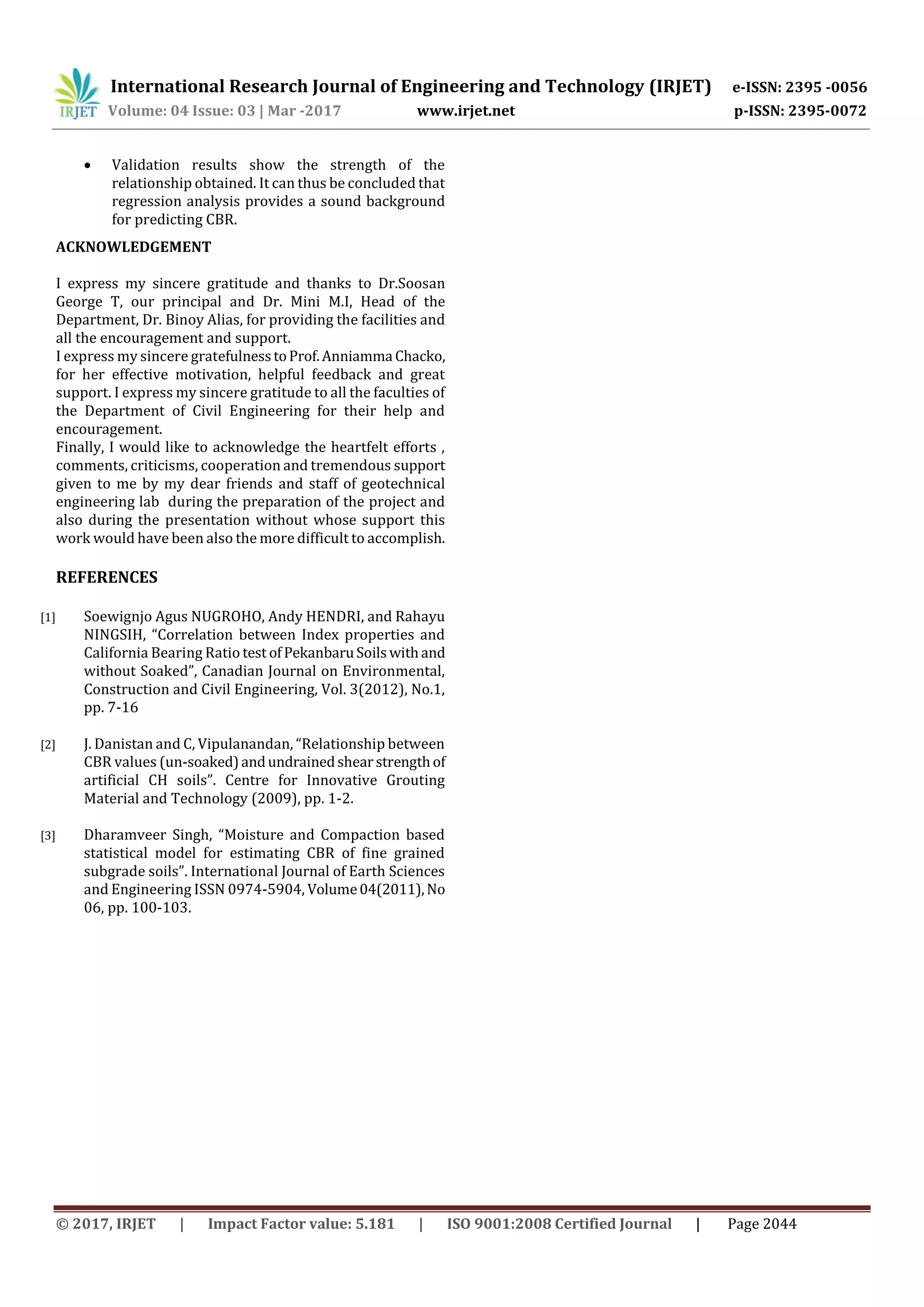 Correlation Of Cbr Value With Properties Of Red Soil | PDF