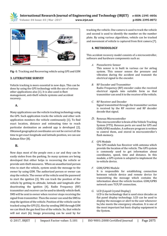 Tracking and Recovery of the Vehicle using GPS and GSM | PDF