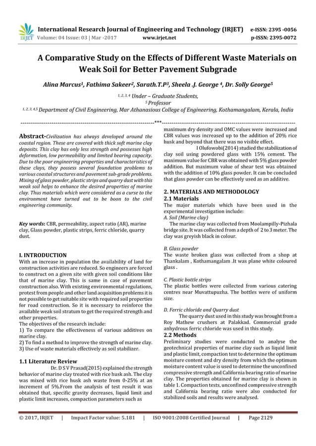 A Comparative Study on the Effects of Different Waste Materials on Weak ...
