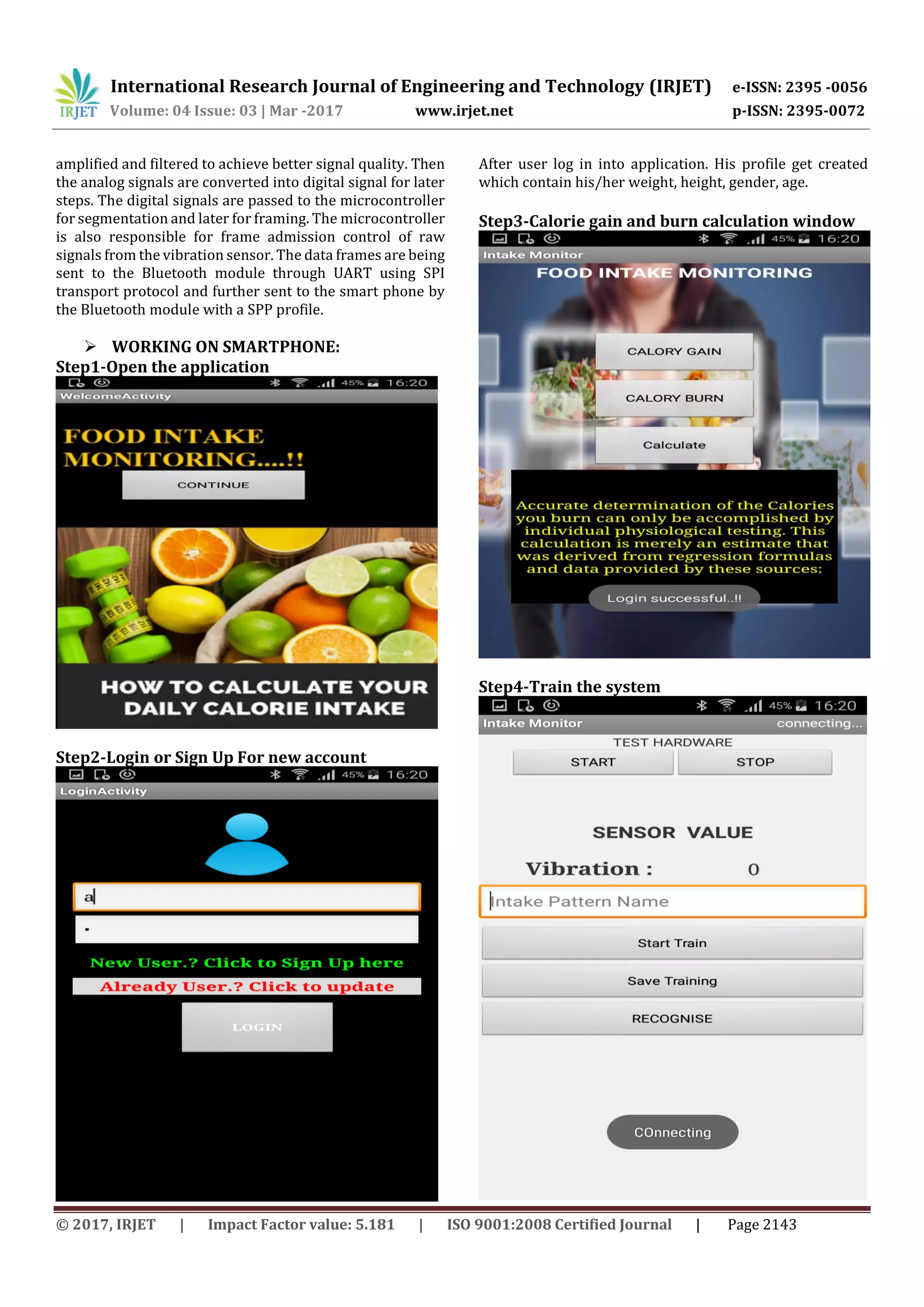 Eating Habit and Health Monitoring System using Android Based Machine Learning | PDF