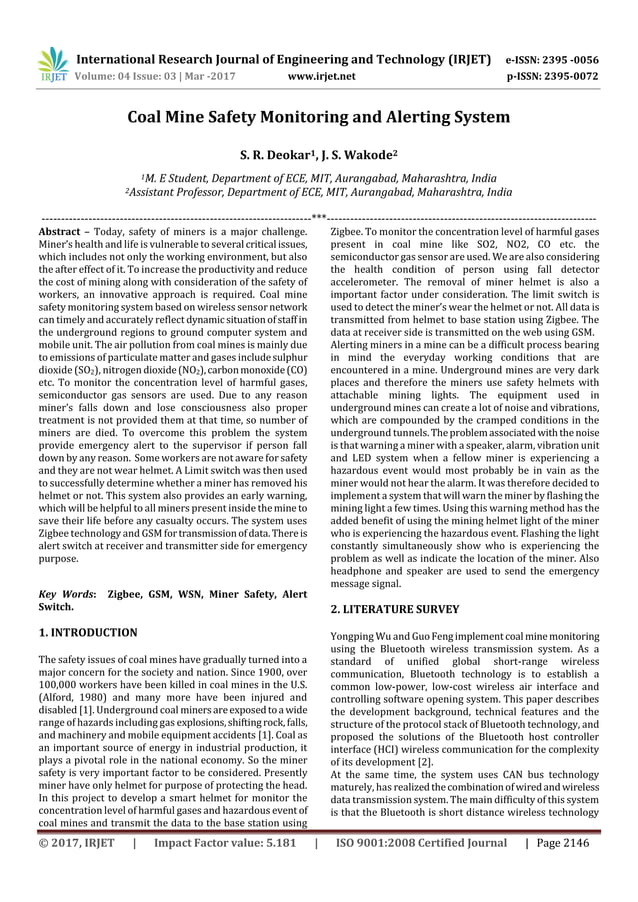 Coal Mine Safety Monitoring and Alerting System | PDF | Indoor ...