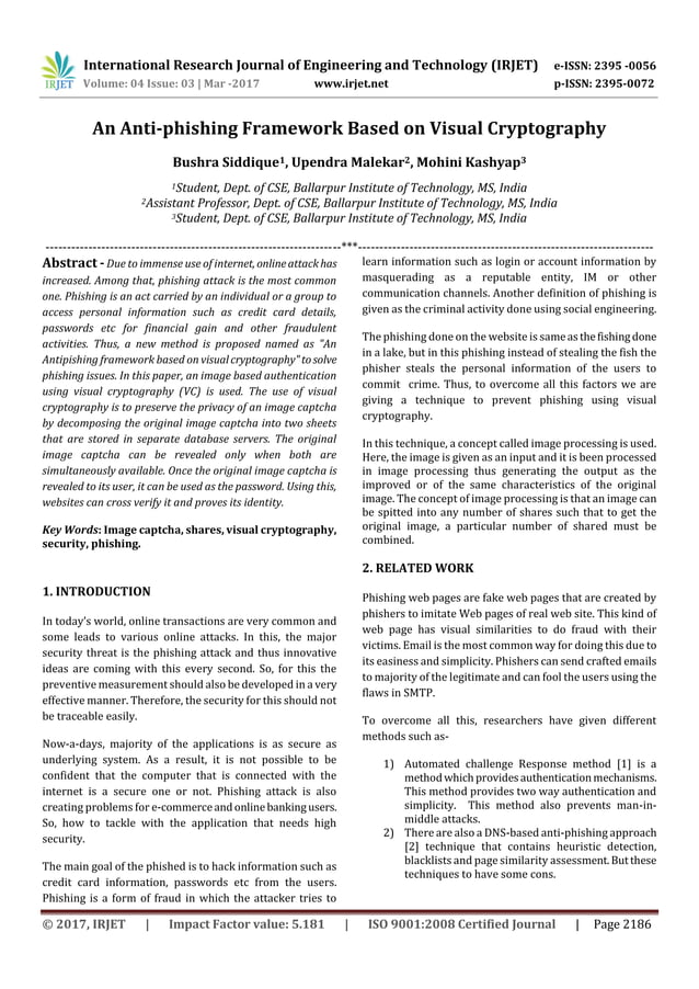 An Anti-Phishing Framework Based on Visual Cryptography | PDF