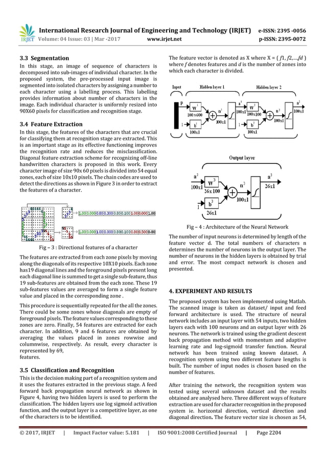Cursive Handwriting Recognition System Using Feature Extraction And