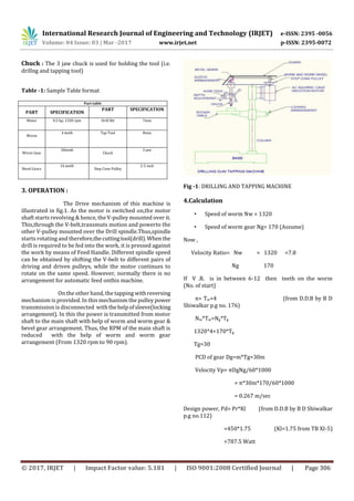 Fabrication of combine drilling and tapping machine | PDF