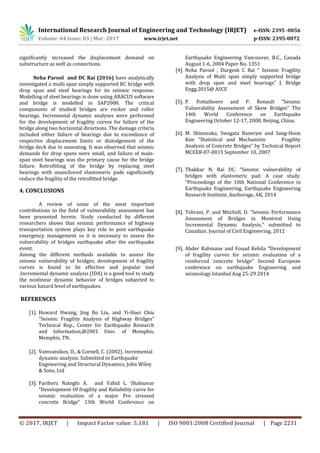 Seismic Vulnerability Assessment of RC Bridge –A Review | PDF