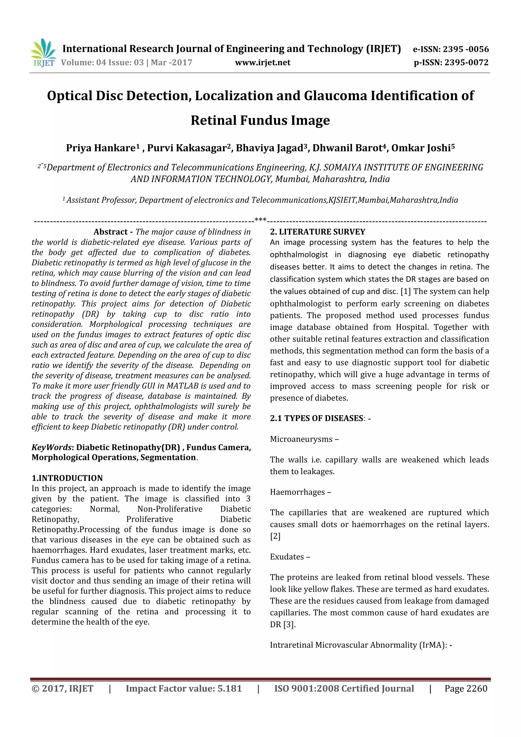 Optical Disc Detection Localization And Glaucoma Identification Of Retinal Fundus Image Pdf
