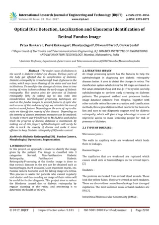 Optical Disc Detection, Localization and Glaucoma Identification of ...