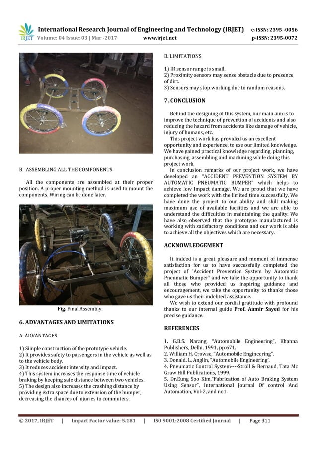 Accident Prevention System by Automatic Pneumatic Bumper | PDF