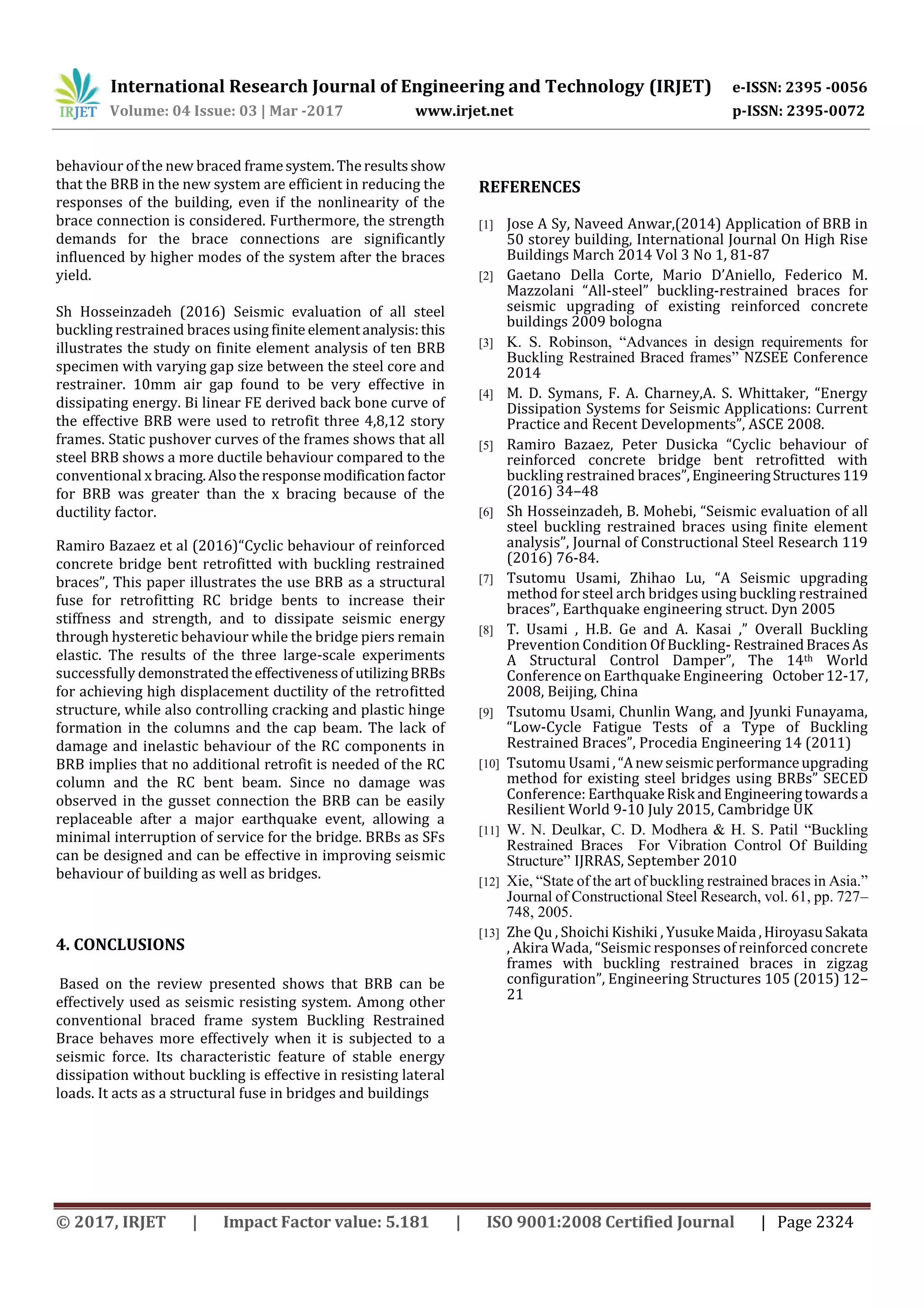 Buckling Restrained Braces (Brb) – A Review | PDF