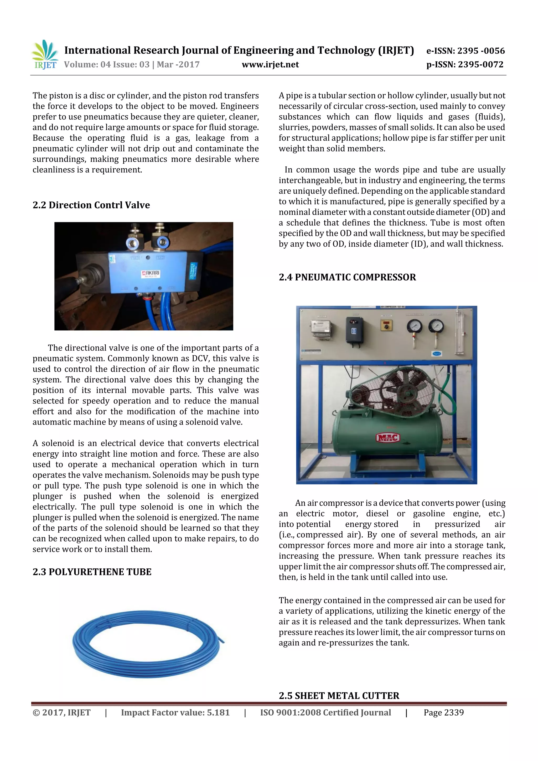 Design and Fabrication of Pneumatic Sheet Metal Cutting and Pneumatic ...