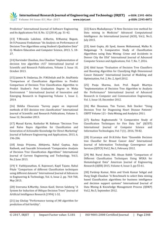 Assessment of Decision Tree Algorithms on Student’s Recital | PDF | Computer Software and ...