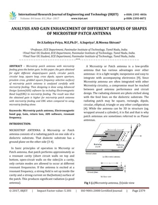 Analysis and Gain Enhancement of Different Shapes of Shapes of Microstrip Patch Antenna | PDF ...