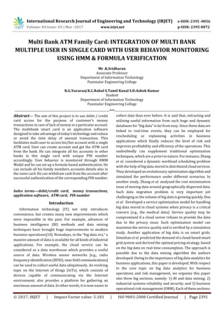 Multi Bank Atm Family Card: Integration of Multi Bank Multiple User in Single Card with User ...
