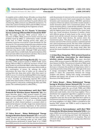 A Literature Survey on Energy Efficient MAC Protocols For WSN | PDF